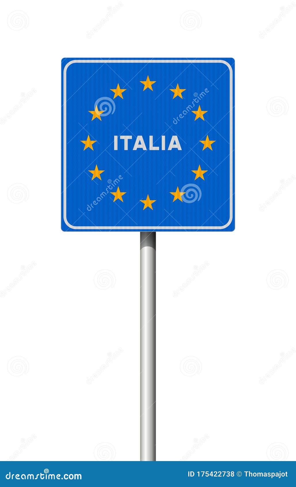 Italian European Border Road Sign Stock Vector - Illustration of europe ...