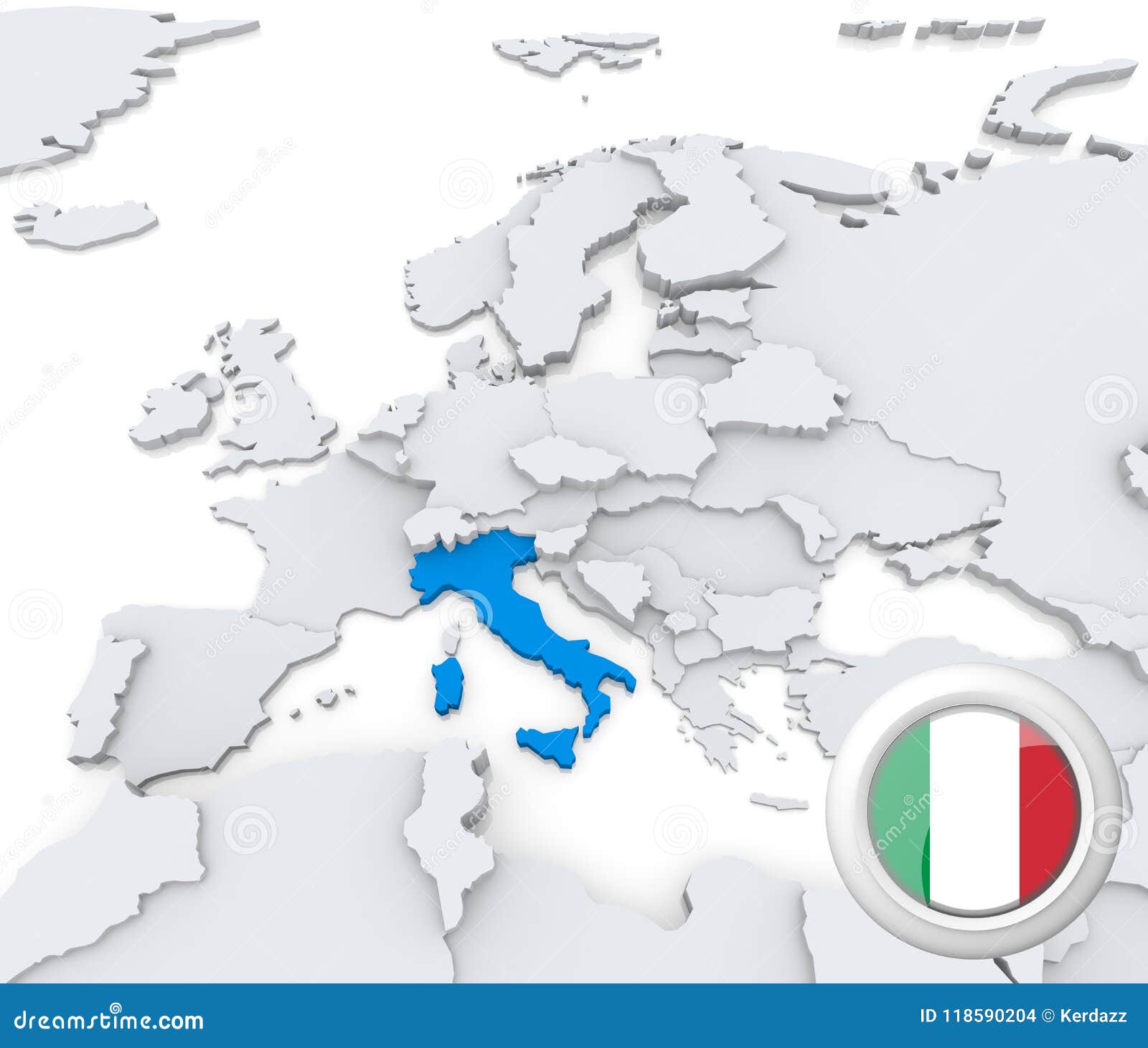 Italia En El Mapa De Europa Stock de ilustración - Ilustración de ...