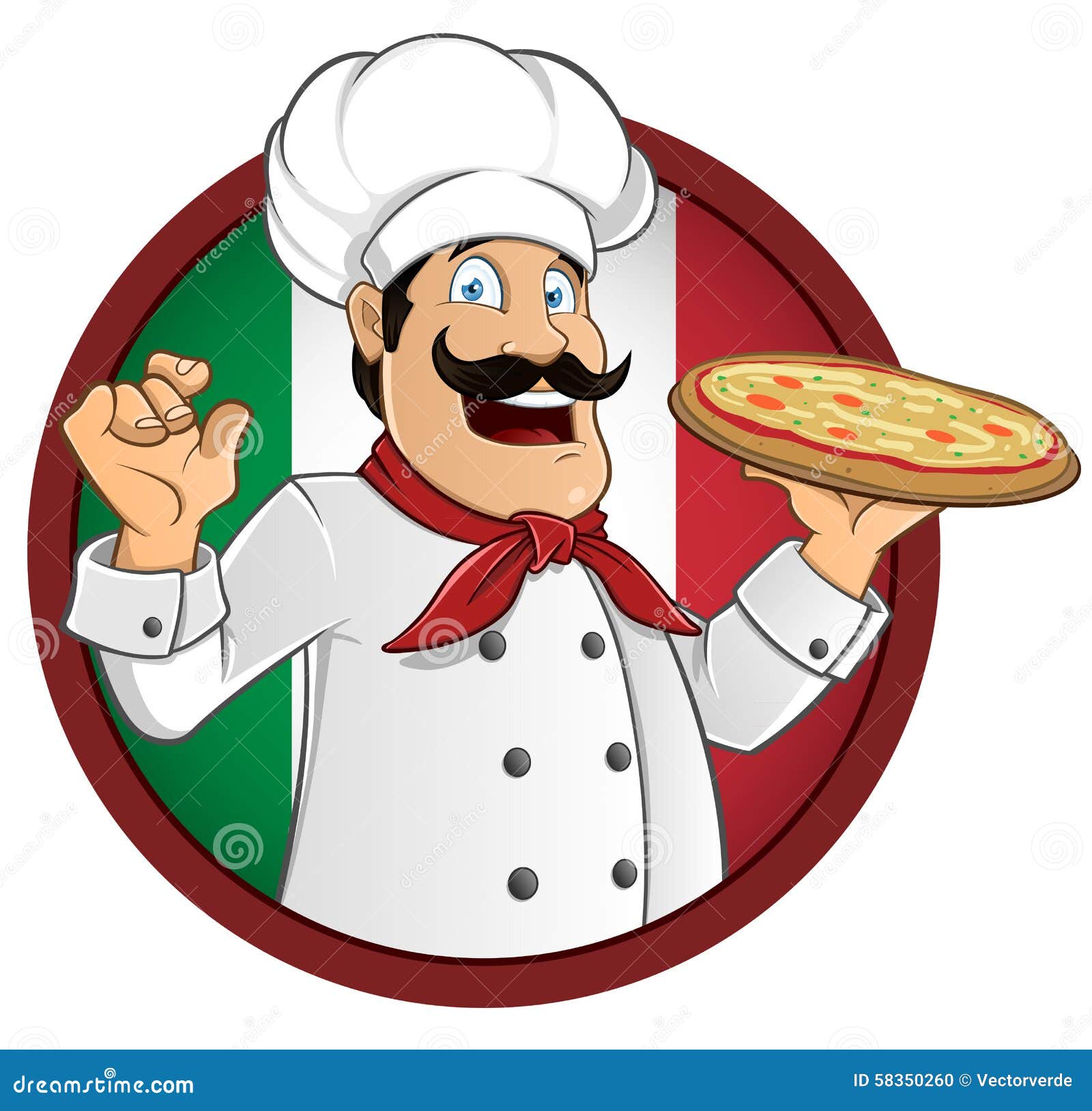 Italiaanse Chef-kok vector illustratie. Illustration of stuur - 58350260