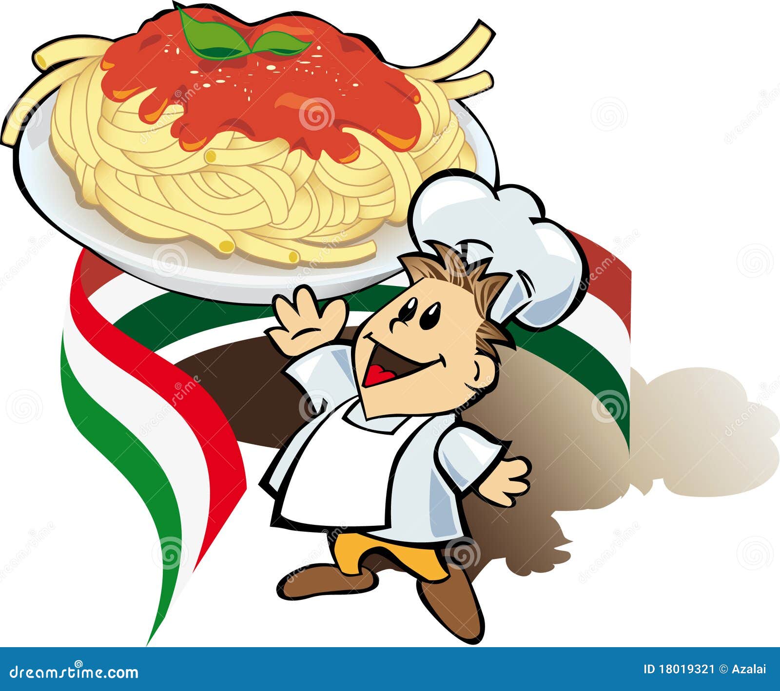 Italiaanse Chef-kokkok Met Spaghetti Vector Illustratie - Illustration ...