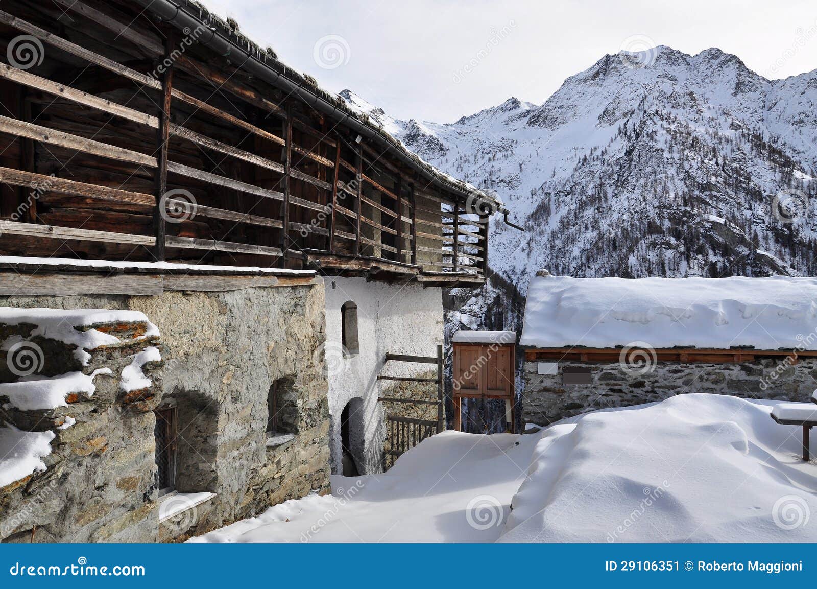 Italian Alps, Gressoney Valley: Alpine Architecture Stock Image - Image ...