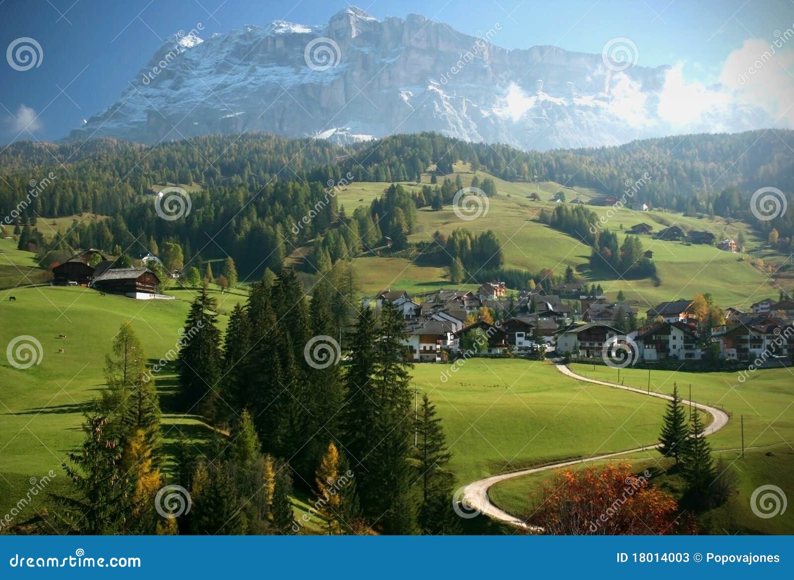 Italian Alps Mountain and Village Scene Stock Image - Image of village ...
