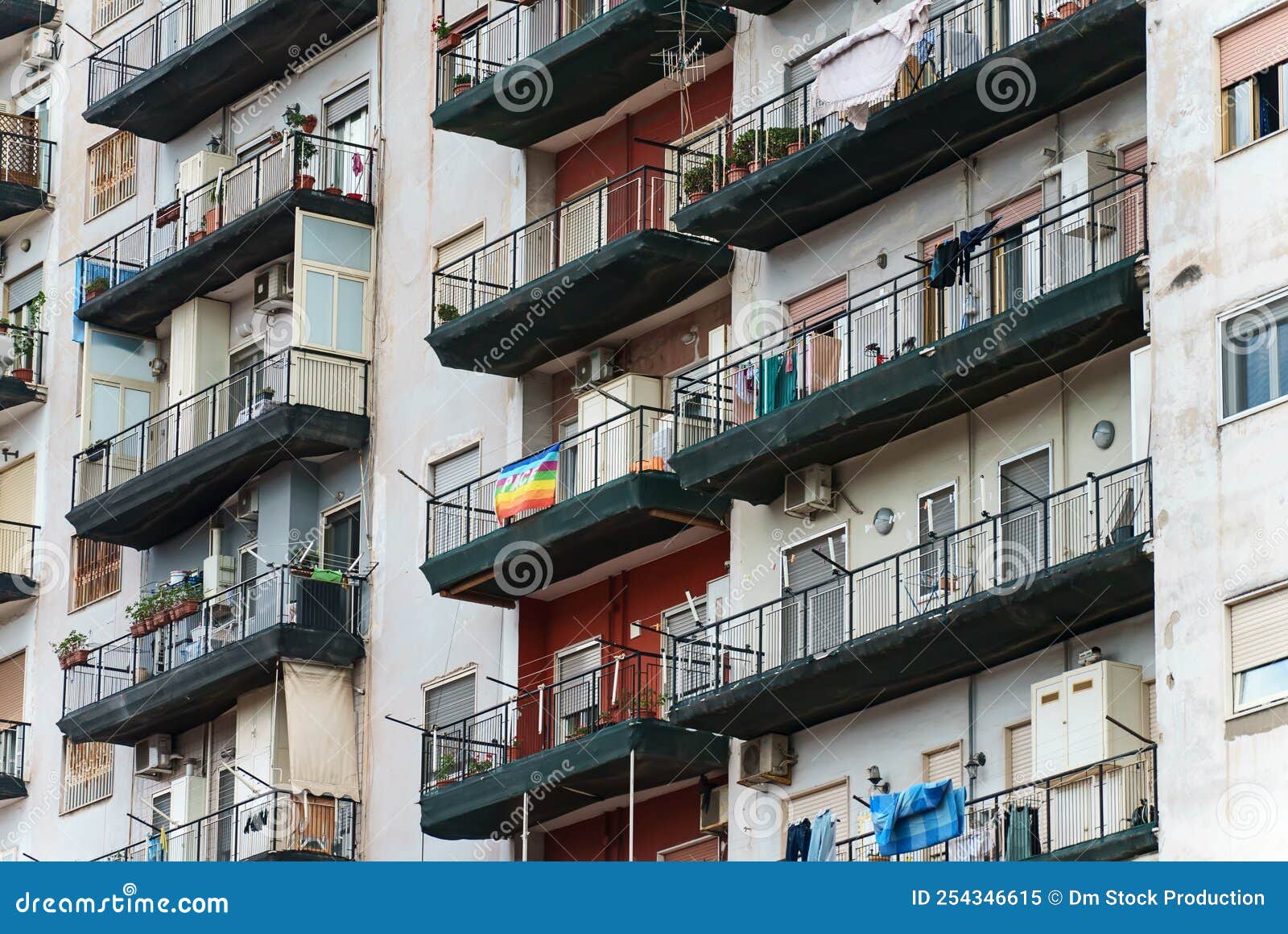 Italian apartment building stock image. Image of heat - 254346615