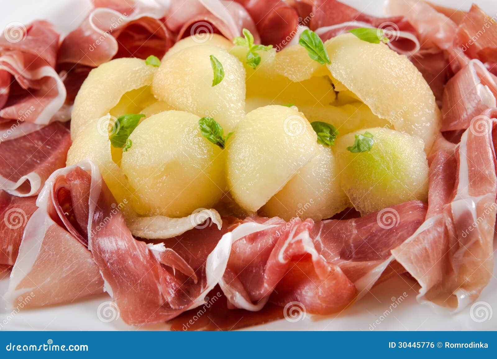 Italian Appetizer, Ham Parma Proscuitto with Melon Stock Photo - Image ...