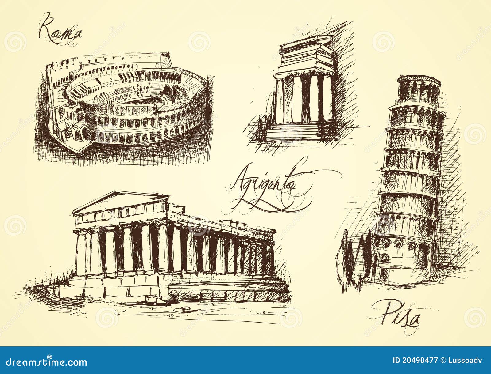 Italian Monuments, Italy. Night. Moon And Lamps Illuminated. Old Car ...