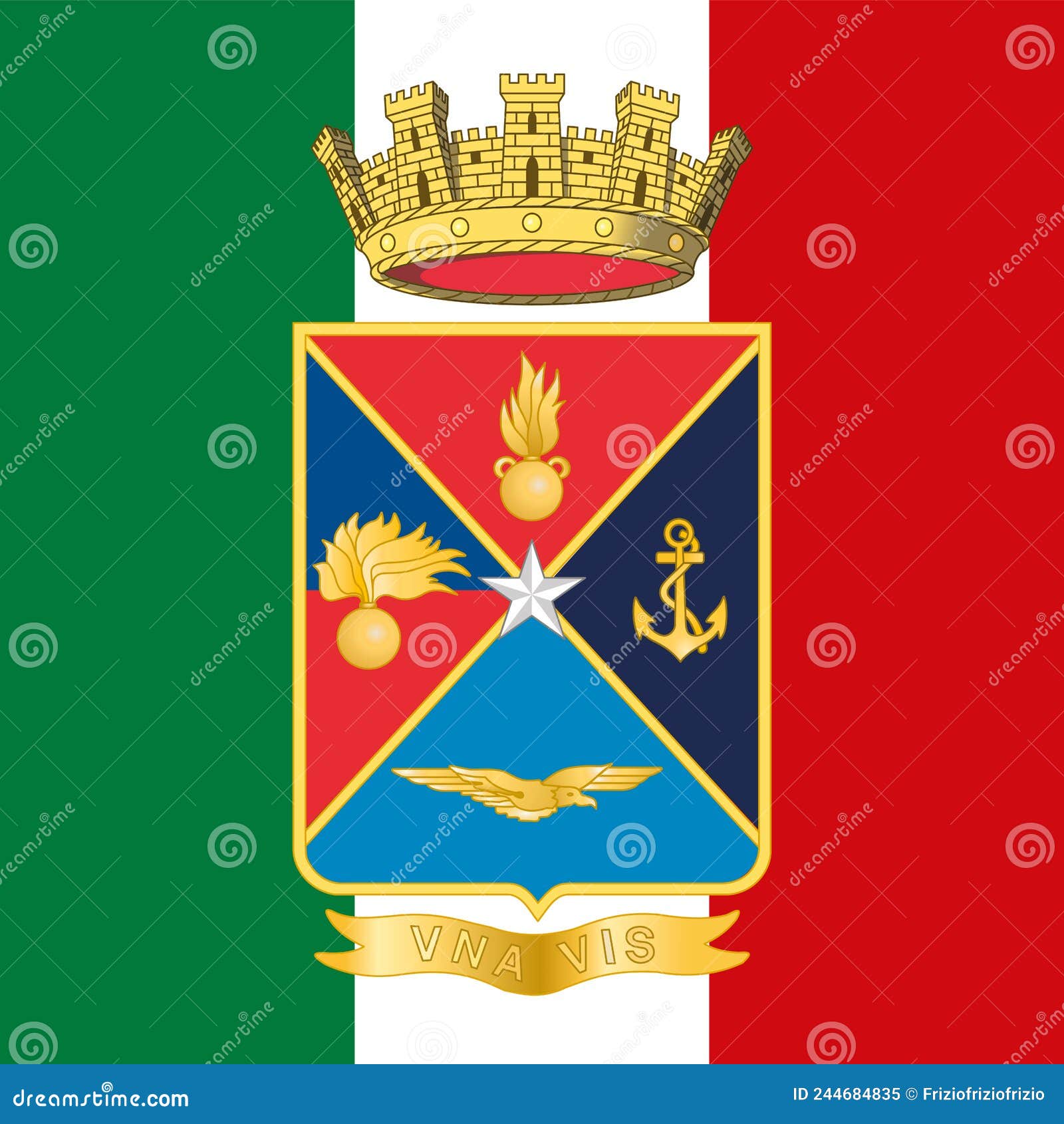 Italian Armed Forces Coat of Arms and Flag, Italy Stock Vector ...