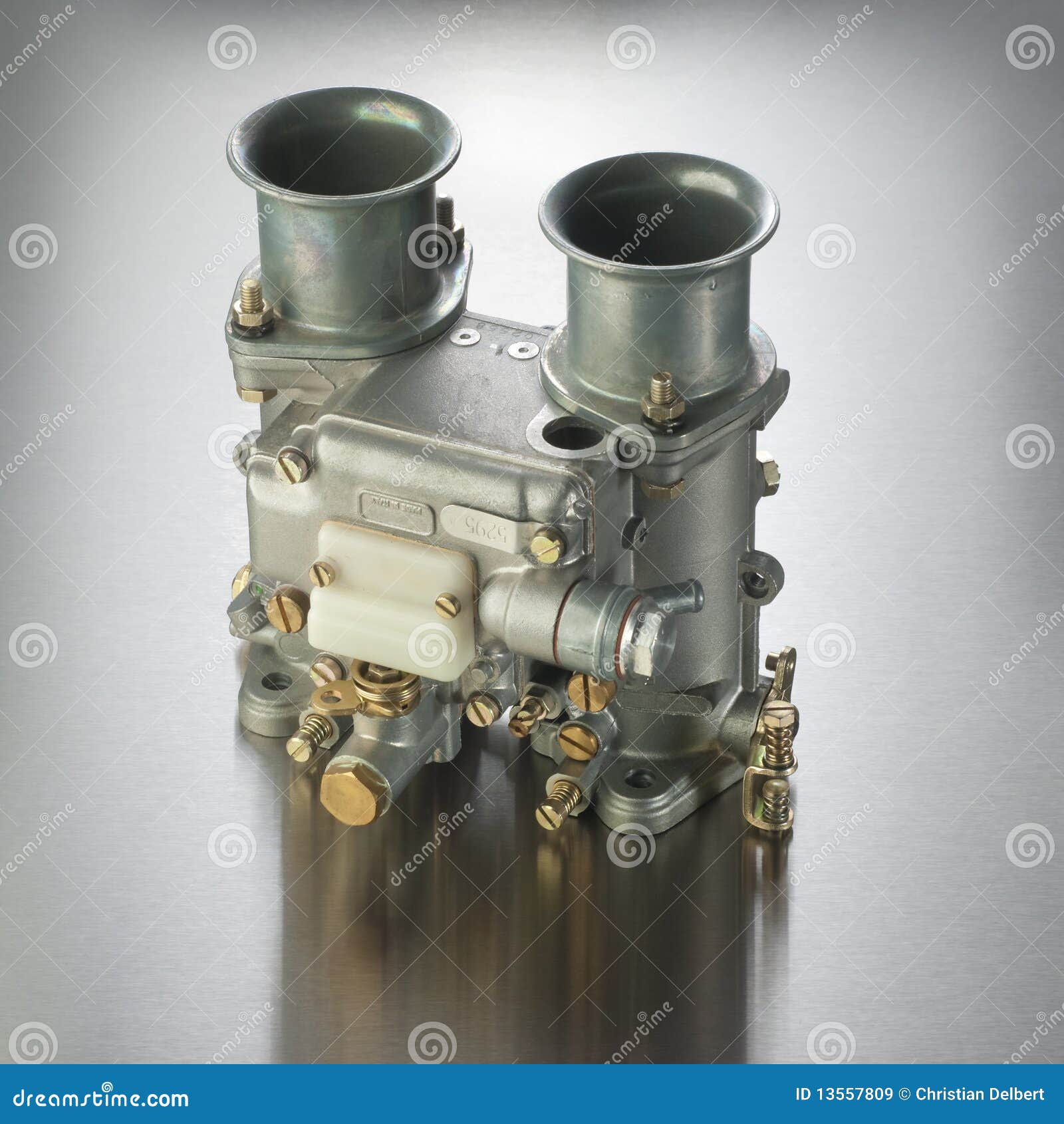 Carburetor Air Intake With Red Flaps. Bull Horns Made Of Silver-colored ...