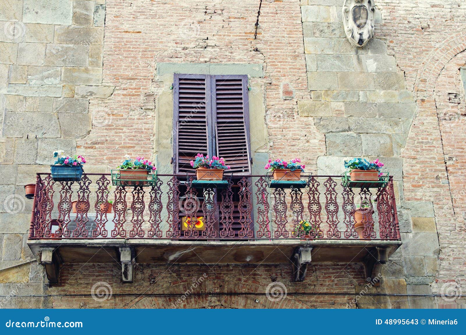 Italian balcony stock image. Image of flower, architecture - 48995643