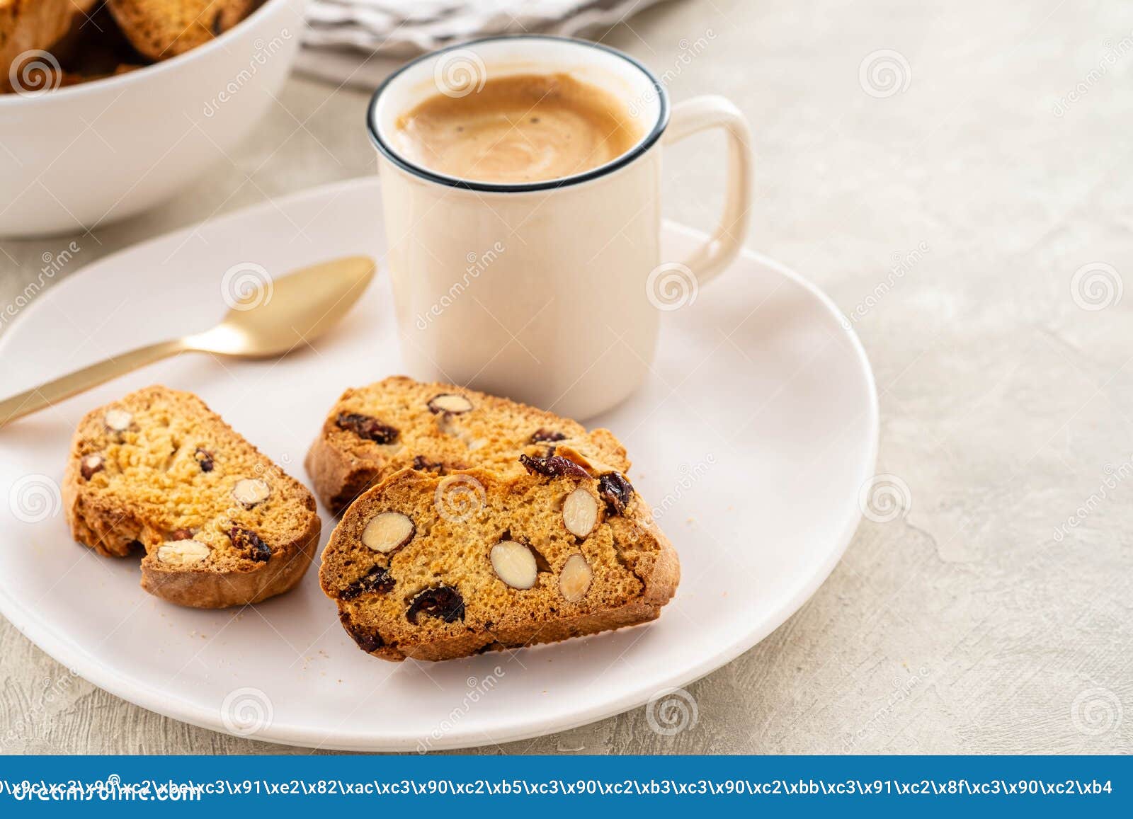 Italian Biscotti Cookies with a Cup of Coffee on a Light Background ...