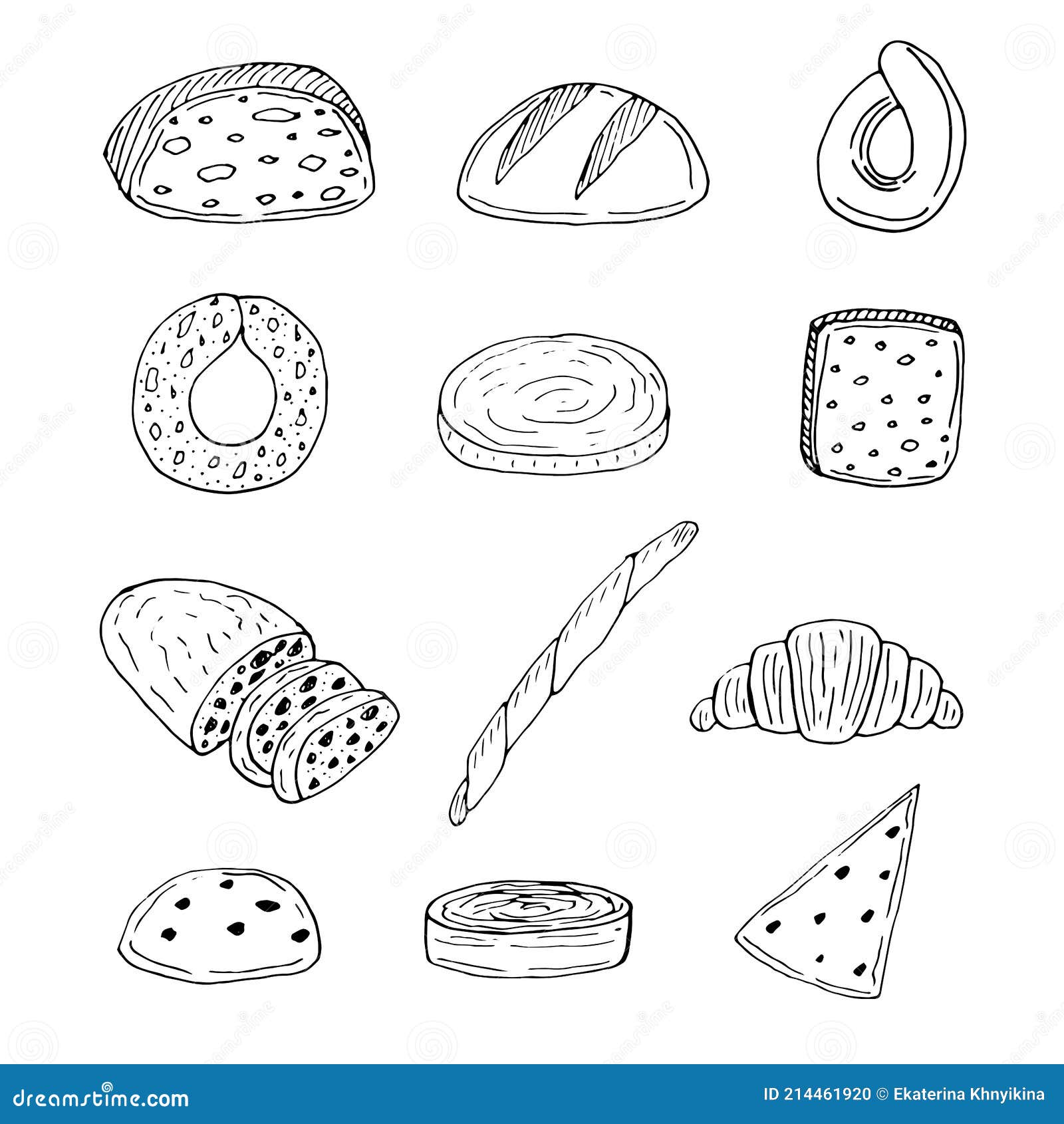 Italian Bread Grissini. Vector Outline Illustration In Doodle Style For ...