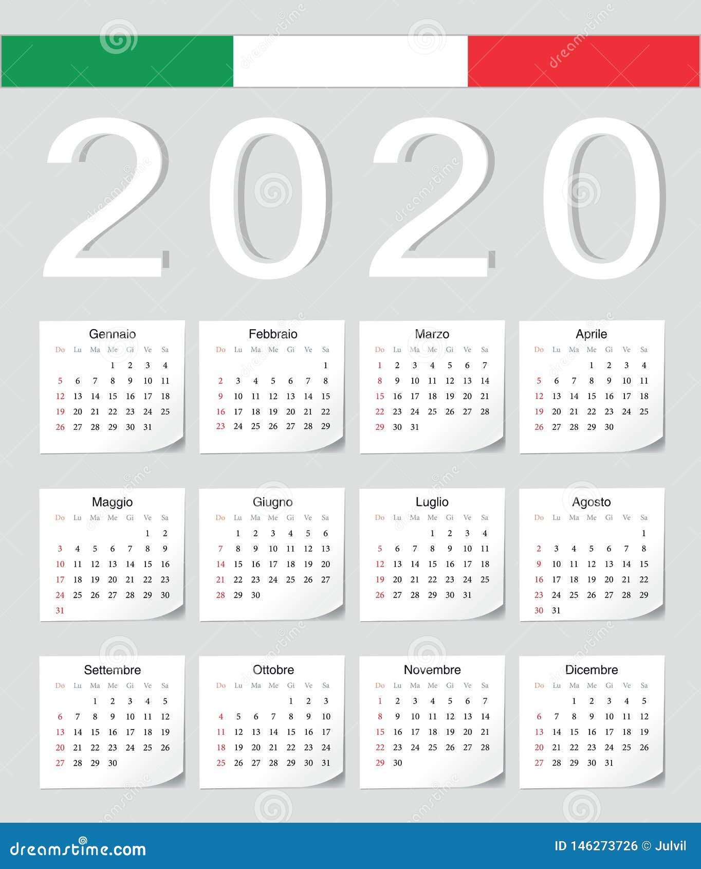 Set Of Italian 2020, 2021, 2022 Year Vector Calendars | CartoonDealer ...