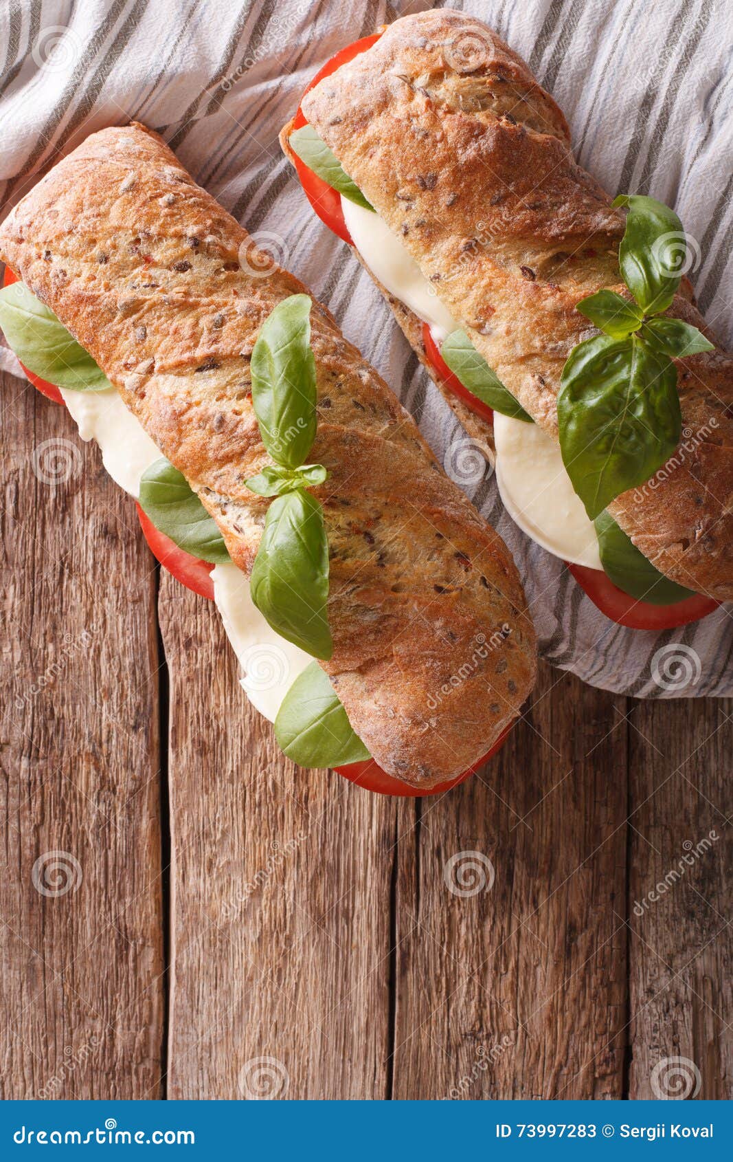 Italian Caprese Sandwich Macro on the Table. Vertical Top View Stock ...