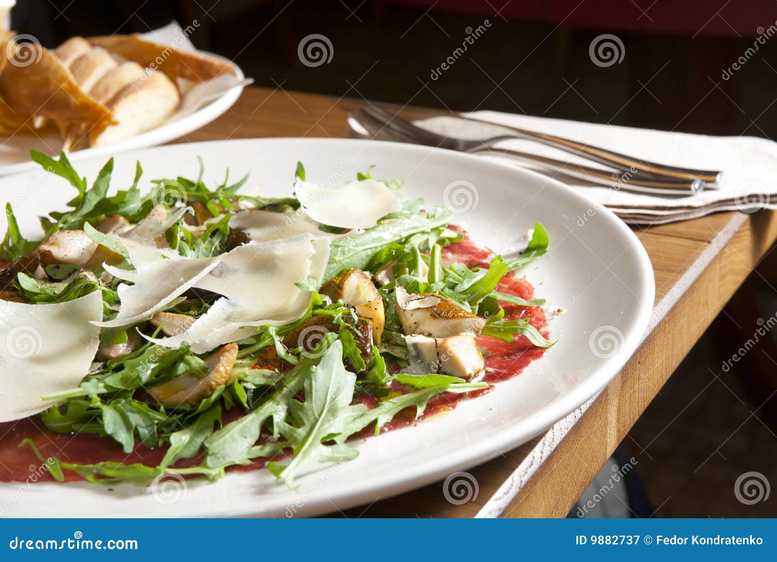 Italian Carpaccio on Restaurant Table Stock Image - Image of decoration ...