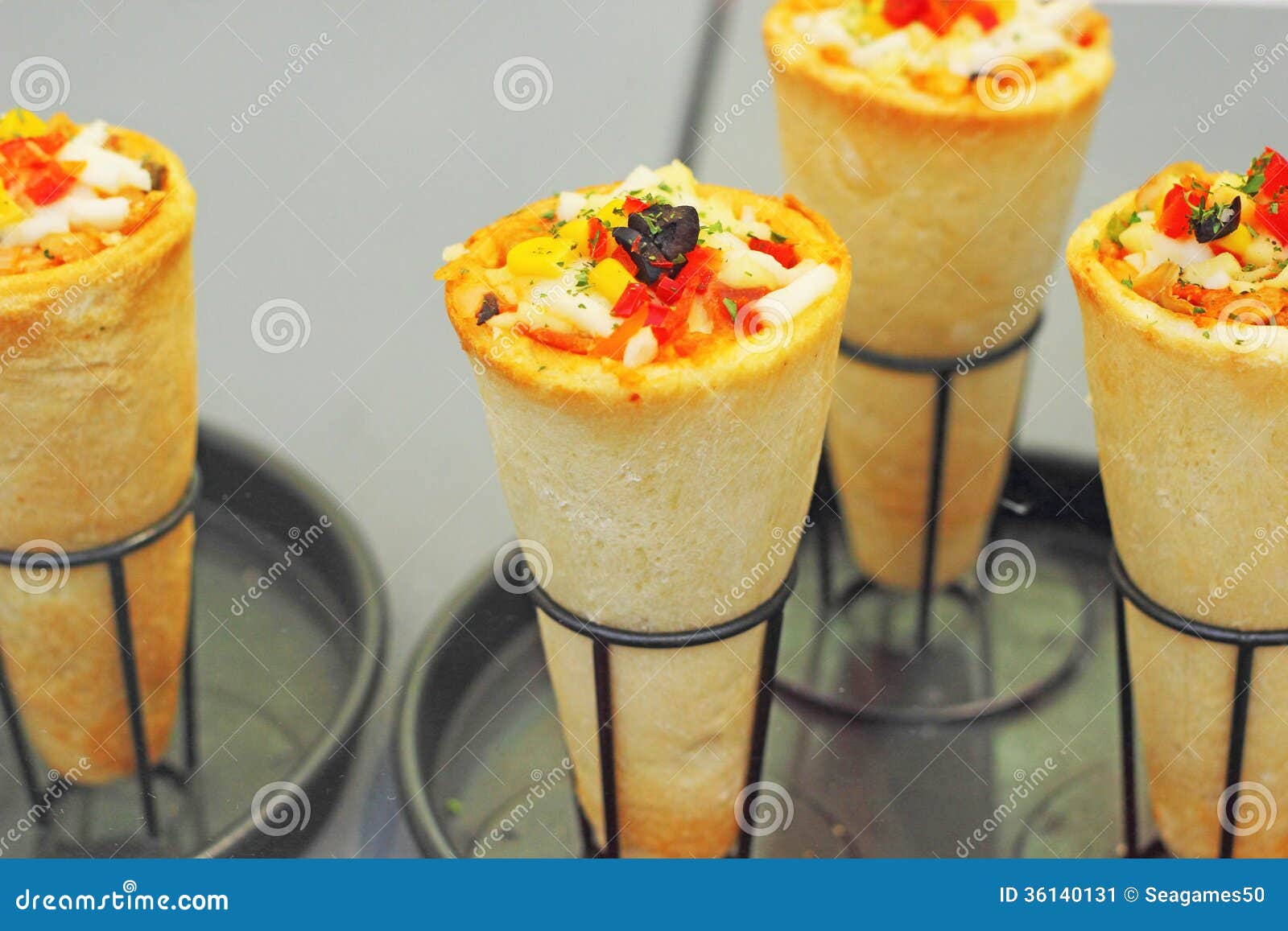 Italian Cheese, Ham, and Pepper Pizza Cone Korea. Stock Image - Image ...