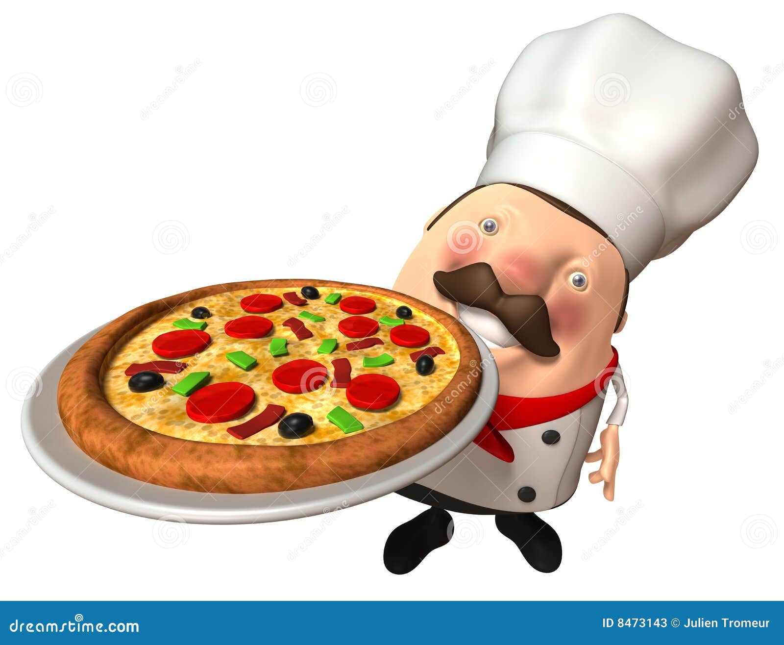 Italian chef with a pizza stock illustration. Illustration of dish ...