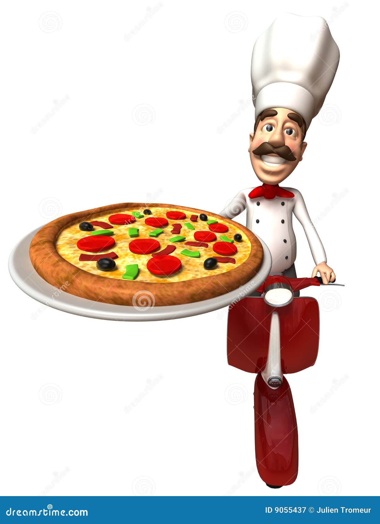 Italian chef with a pizza stock illustration. Illustration of cook ...