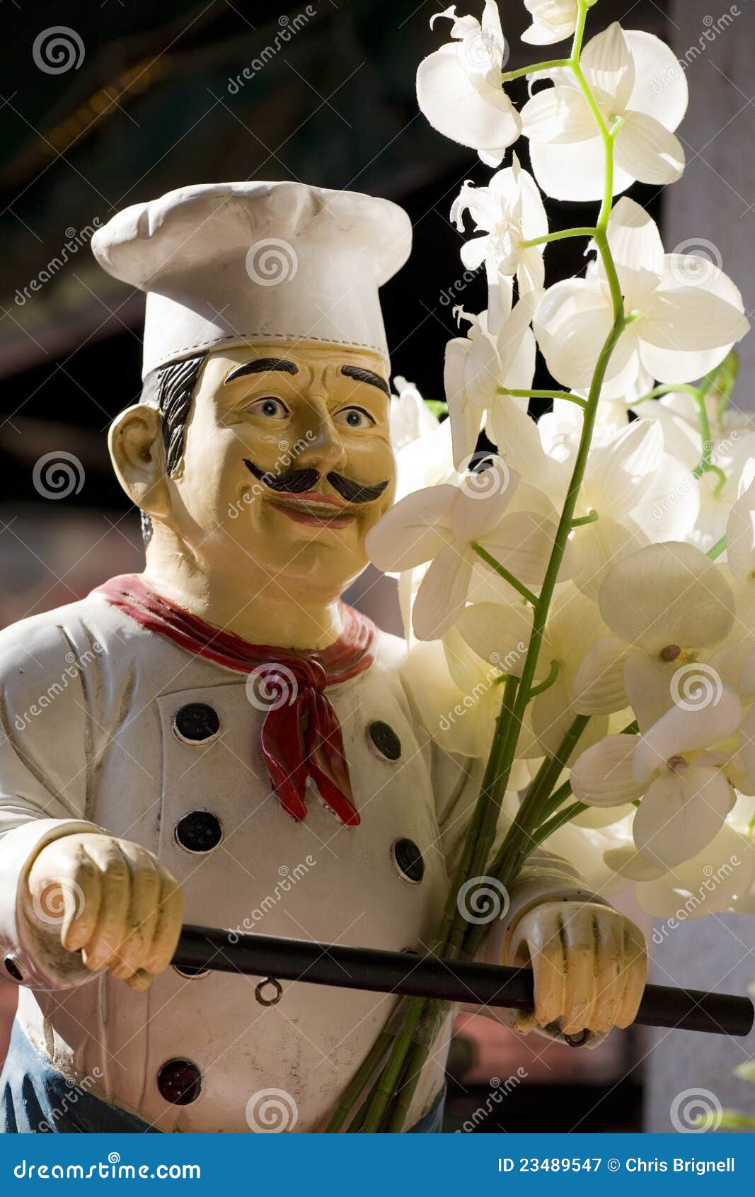 Italian chef statue stock image. Image of flowers, white - 23489547