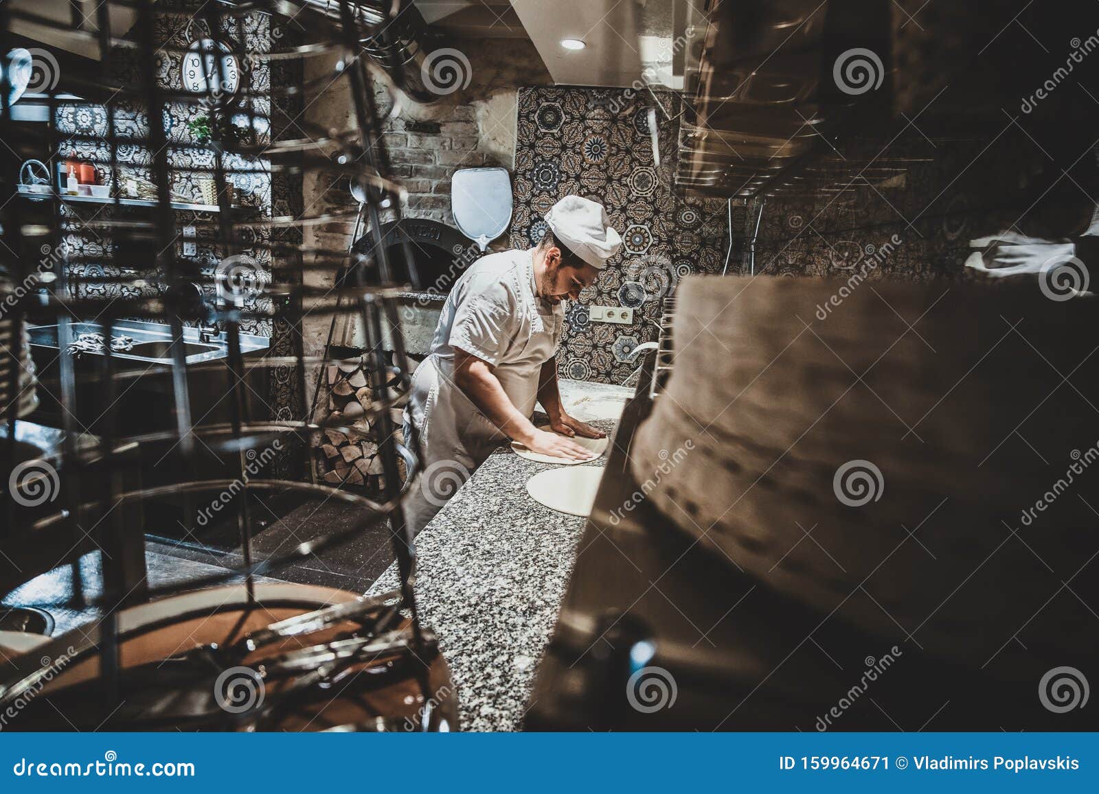 Chef is Making Pizza at the Restaurant Kitchen Stock Image - Image of ...
