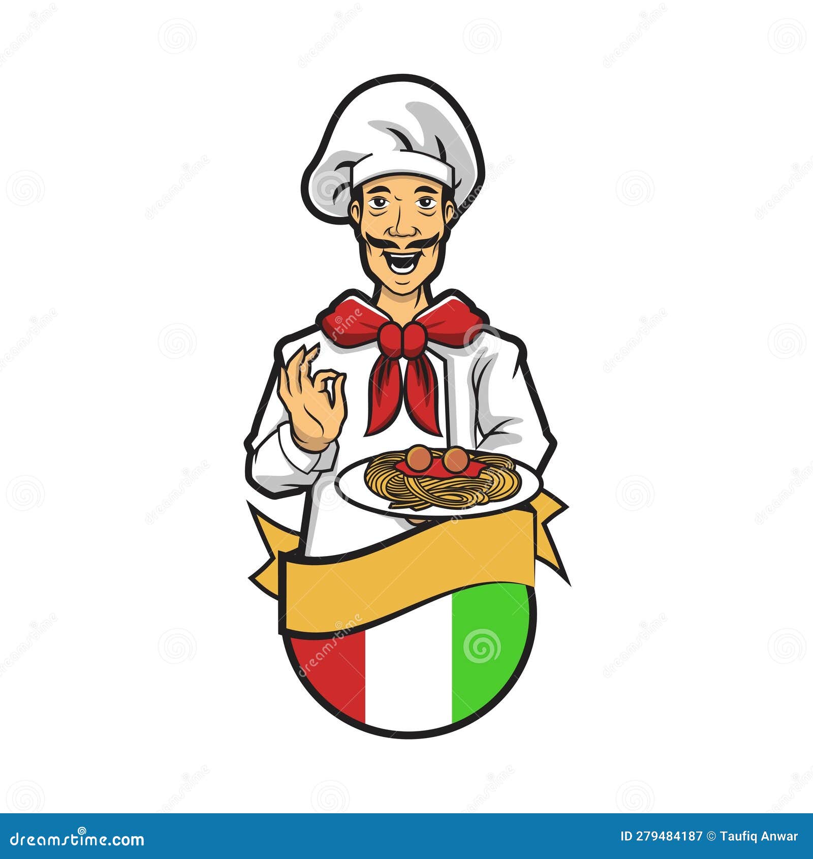 Italian Chef Vector Illustration Design Stock Vector - Illustration of ...