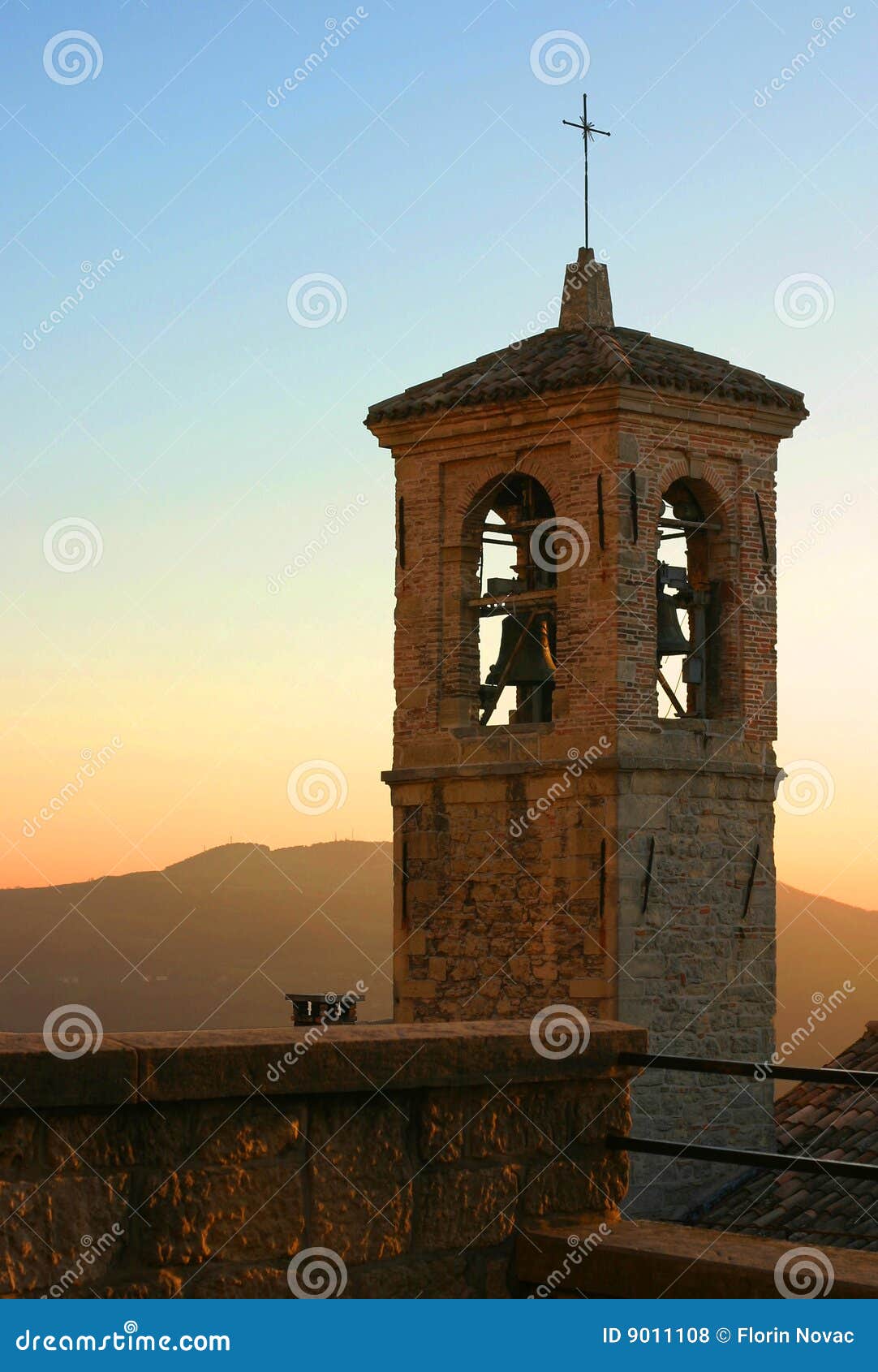Italian Church Tower at Dusk Stock Photo - Image of holiday, vacancy ...
