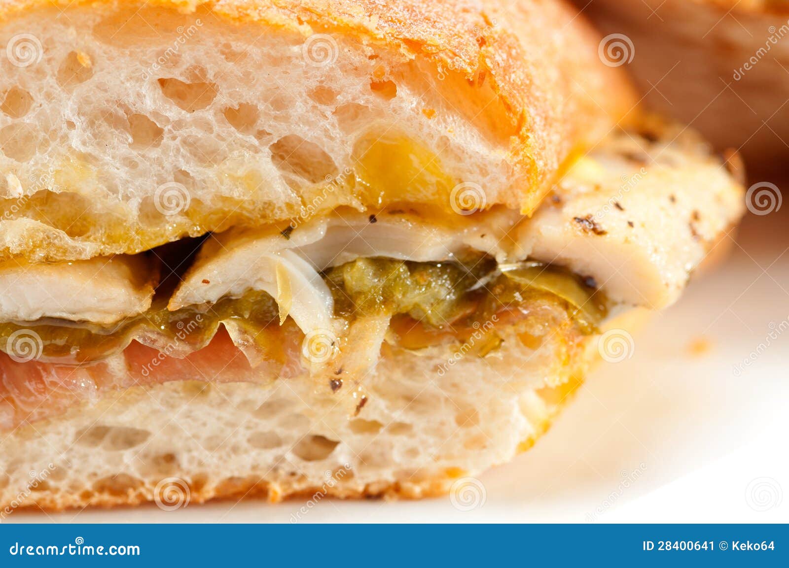 Italian Ciabatta Panini Sandwich Chicken Stock Image Image Of Fast Leaf 28400641