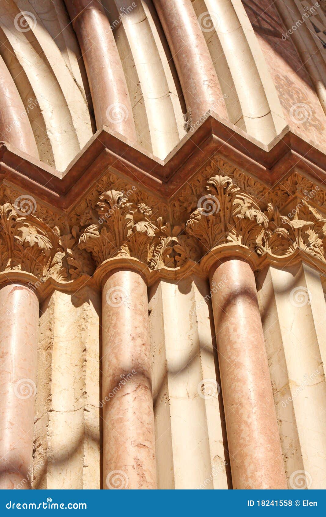 Italian City of Assisi, Columns Stock Photo - Image of historical ...
