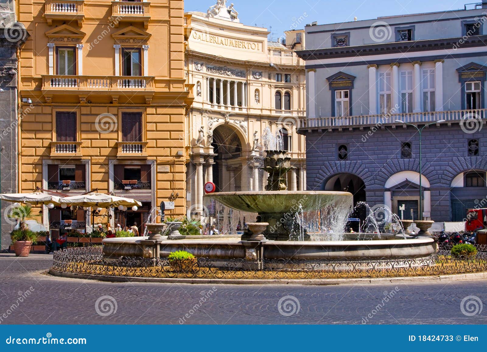 Italian City Naples, Fountain Stock Image - Image of street, place ...