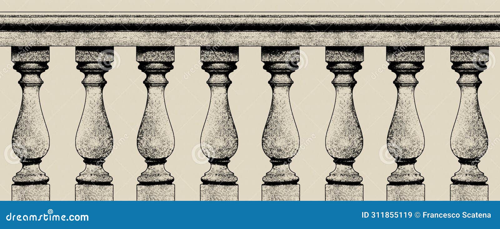 Italian Classic Balustrade - Seamless Pattern Concept Image - Vintage ...