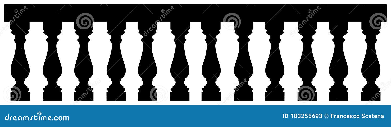 Italian Classic Balustrade - Seamless Pattern Concept Image on White ...