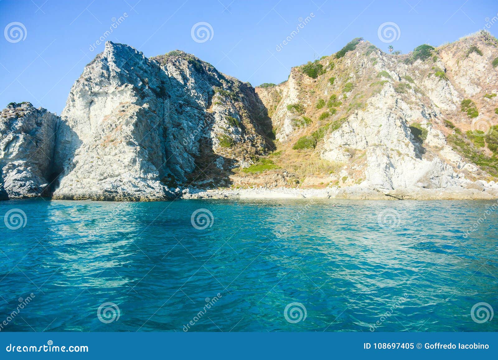 Cliffs View from Sicilian Sea Stock Image - Image of green, italy ...