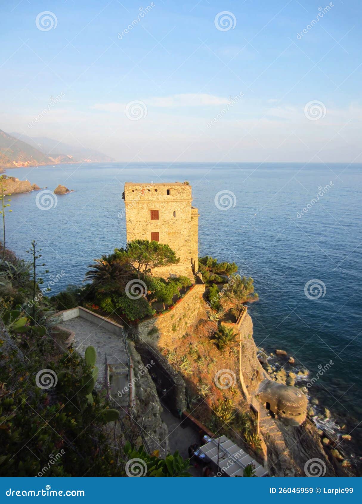 Italian coast with castle stock image. Image of coast - 26045959