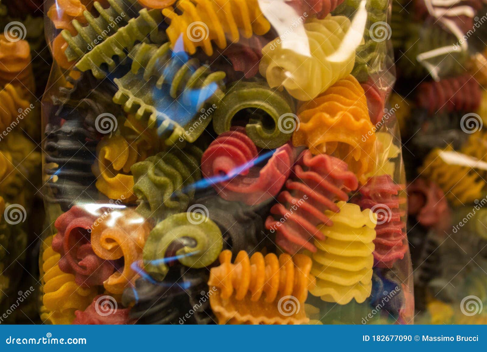 Italian Colored `fusilli` Pasta Stock Photo - Image of breakfast ...