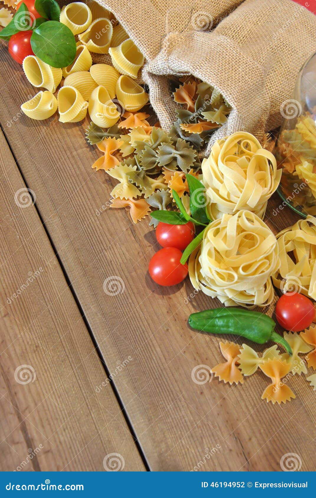 Italian colorful pasta stock photo. Image of multicolored - 46194952