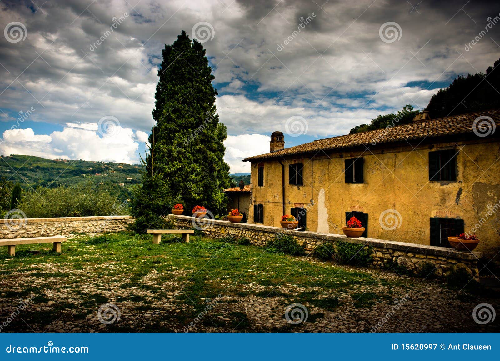 Italian Countryside with Old Building and Graden Stock Image - Image of ...
