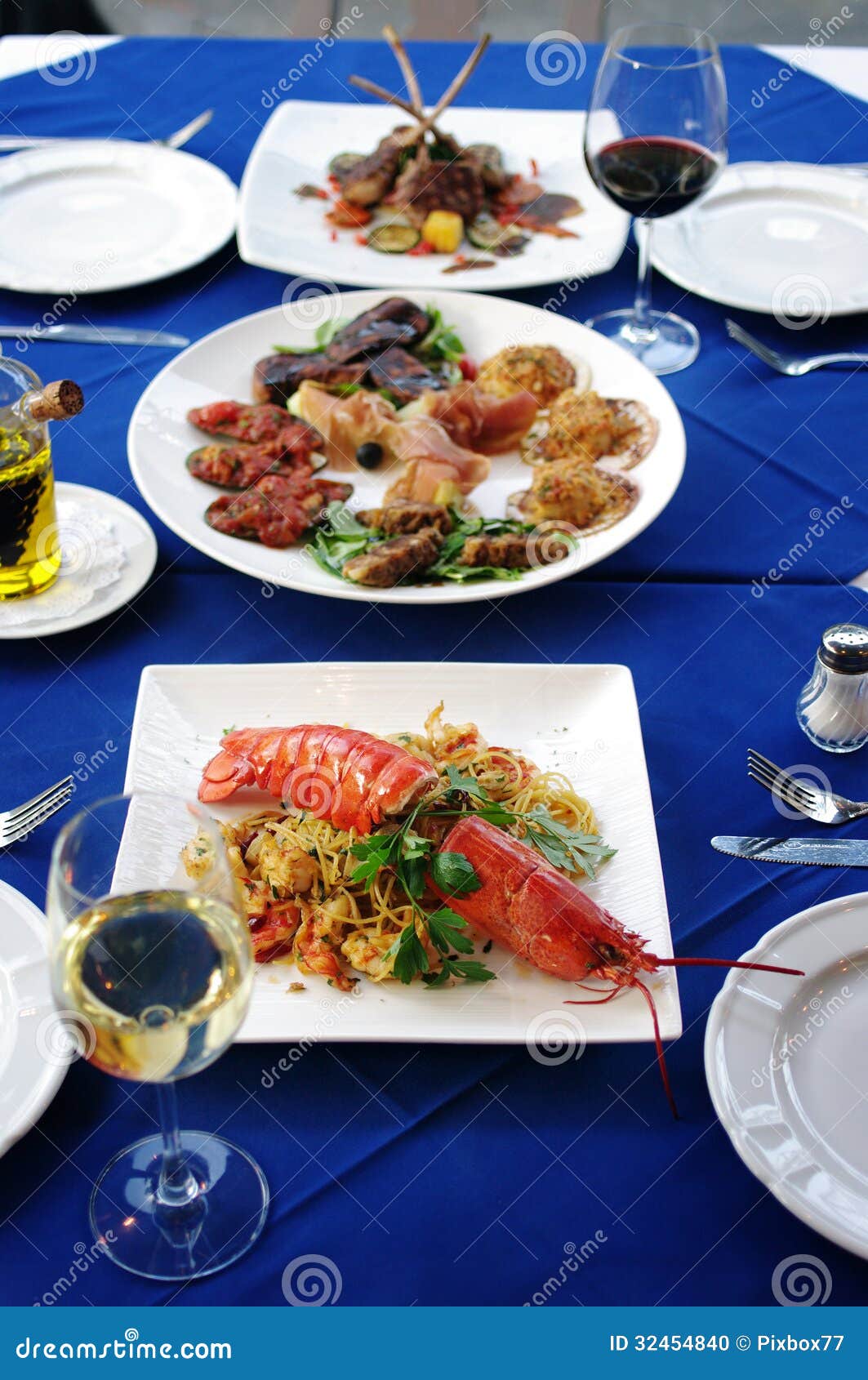 Italian Cuisine Dinner Table Stock Photo - Image of exotic, restaurant ...