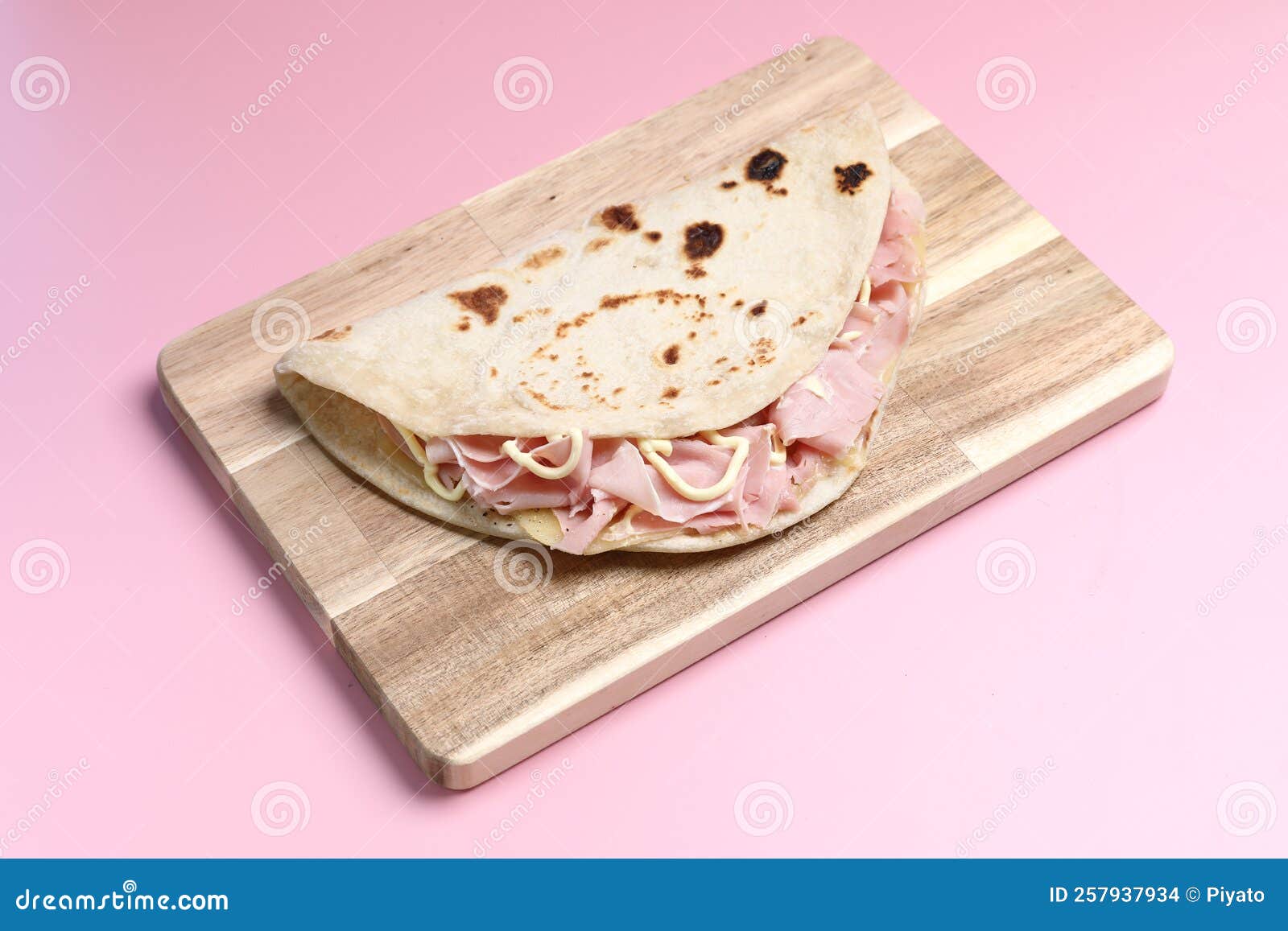 Italian Cuisine , Piadina with Italian Ham and Cheese Stock Photo ...