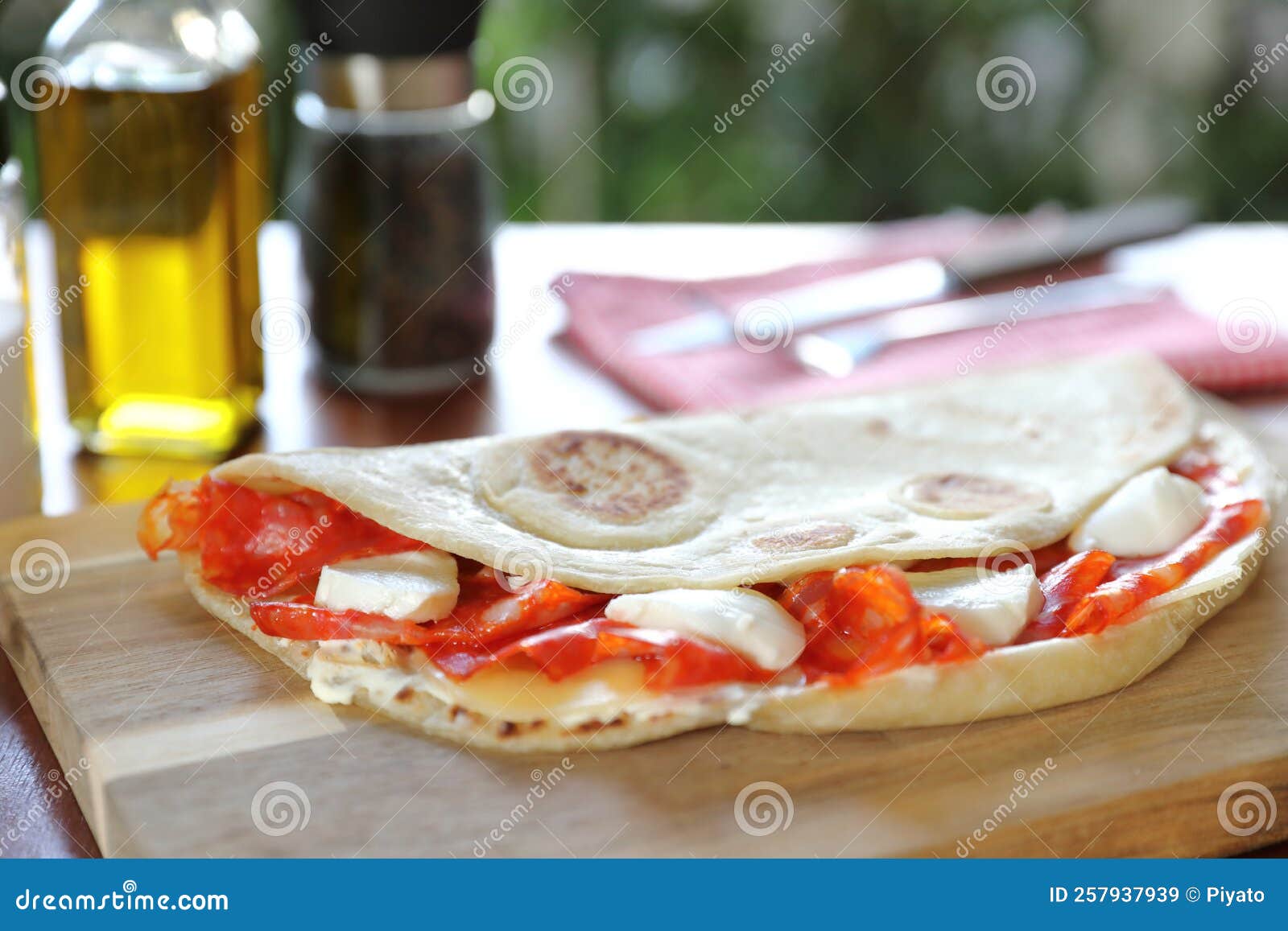Italian Cuisine , Piadina with Italian Ham and Cheese Stock Image ...