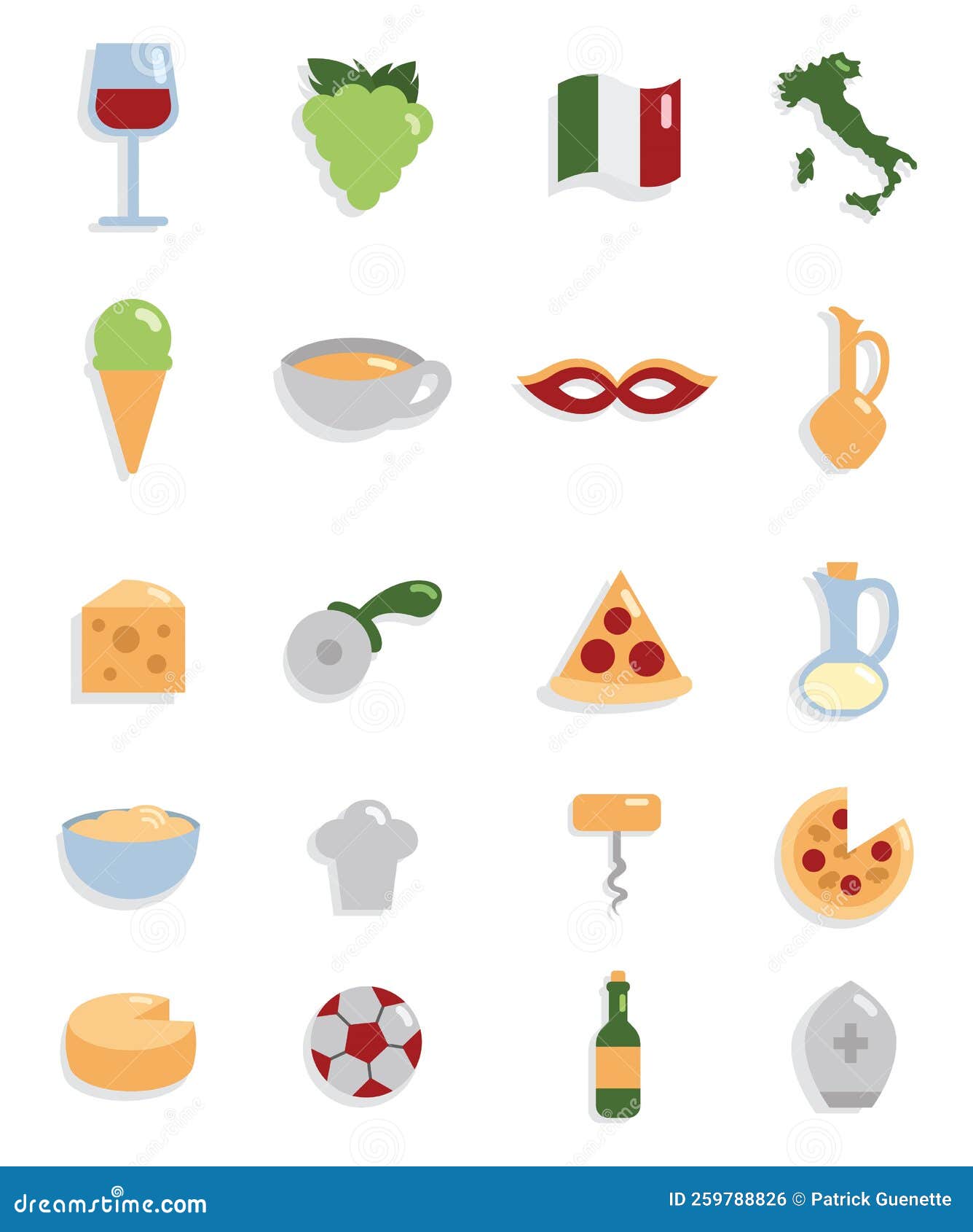 Italian culture, icon icon stock vector. Illustration of doodle - 259788826