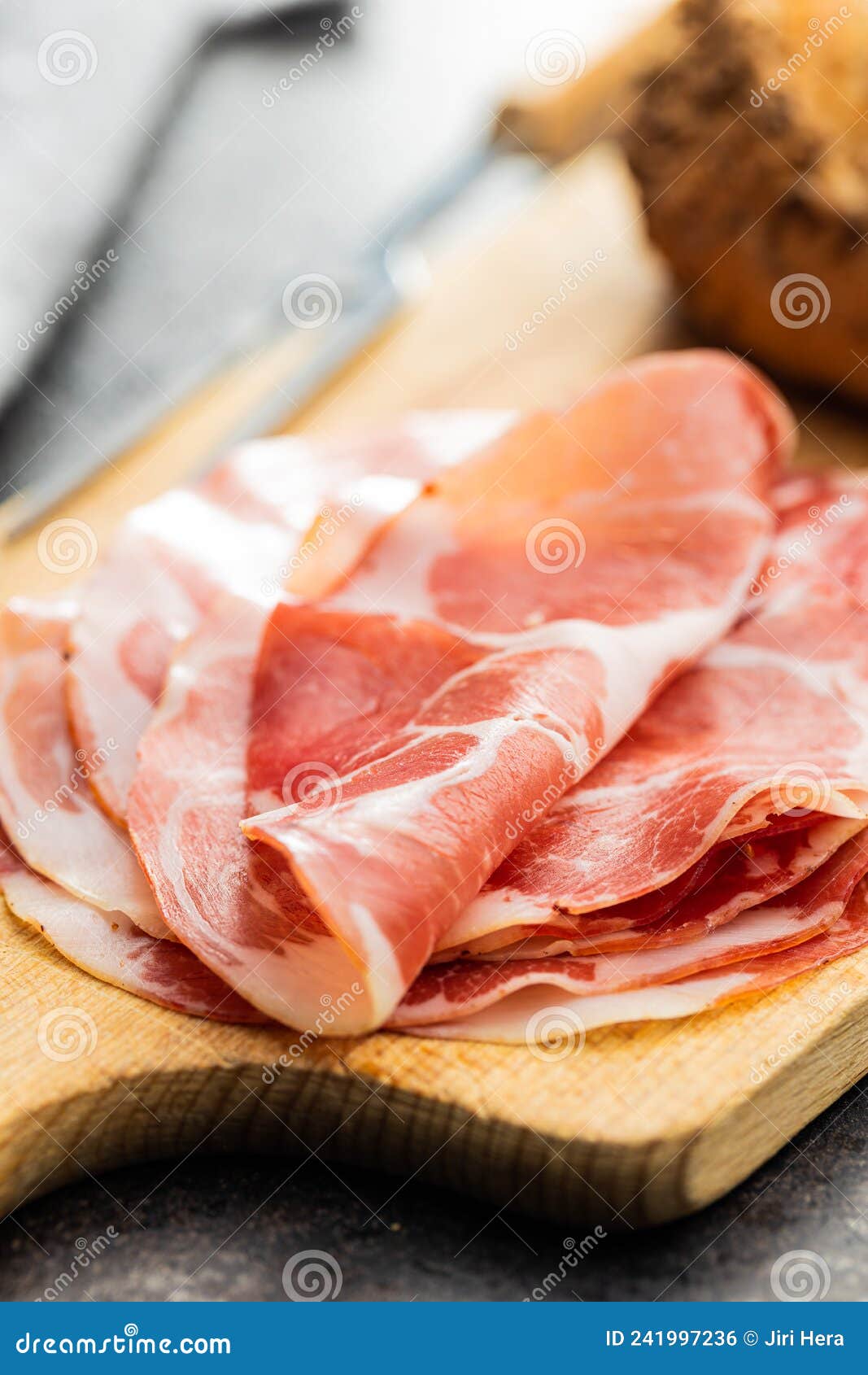 Italian Dried Ham. Coppa Stagionata on Cutting Board Stock Photo ...