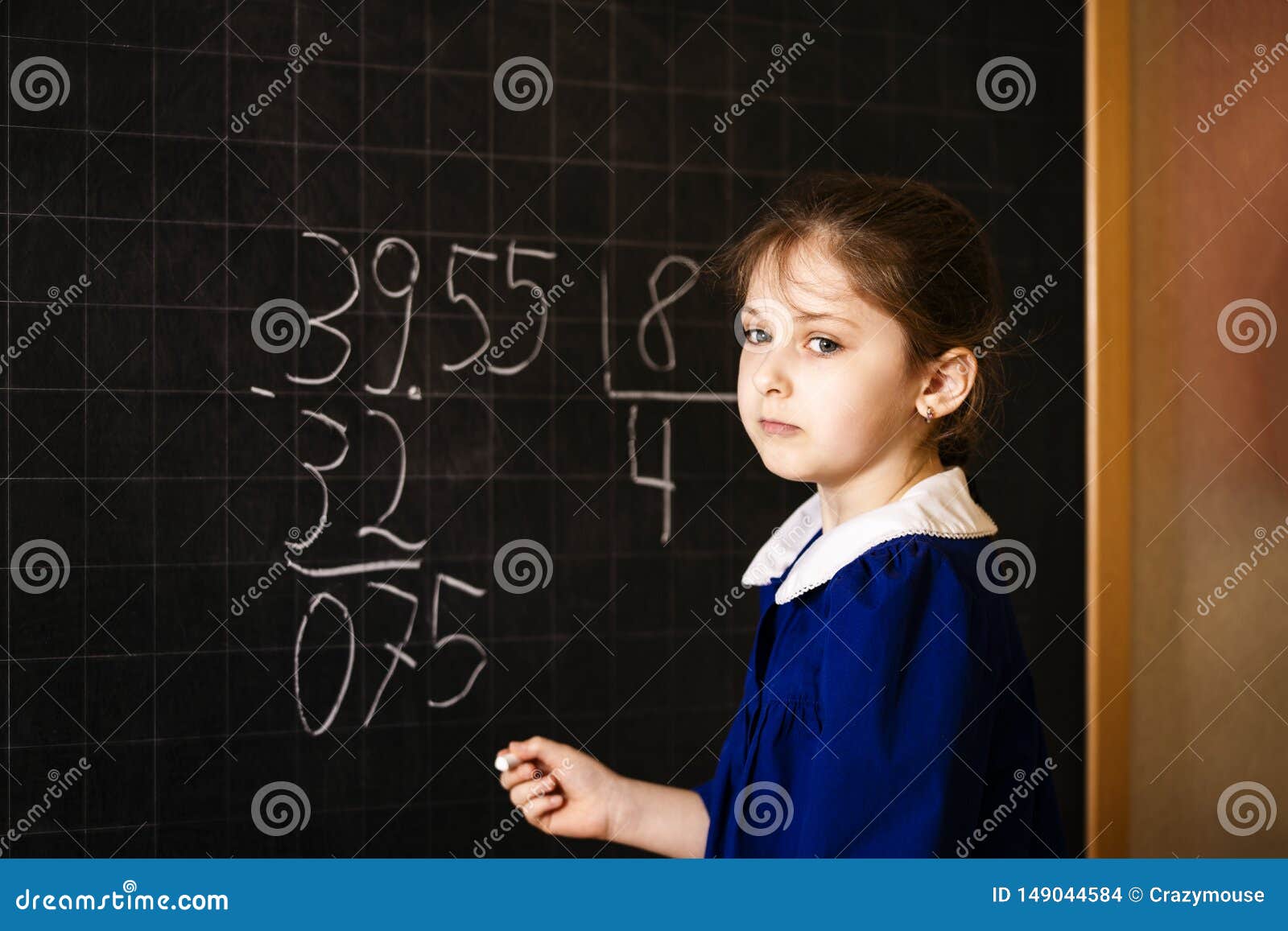 Italian Elementary School Girl Trying To Solve A Mathematics Examples ...
