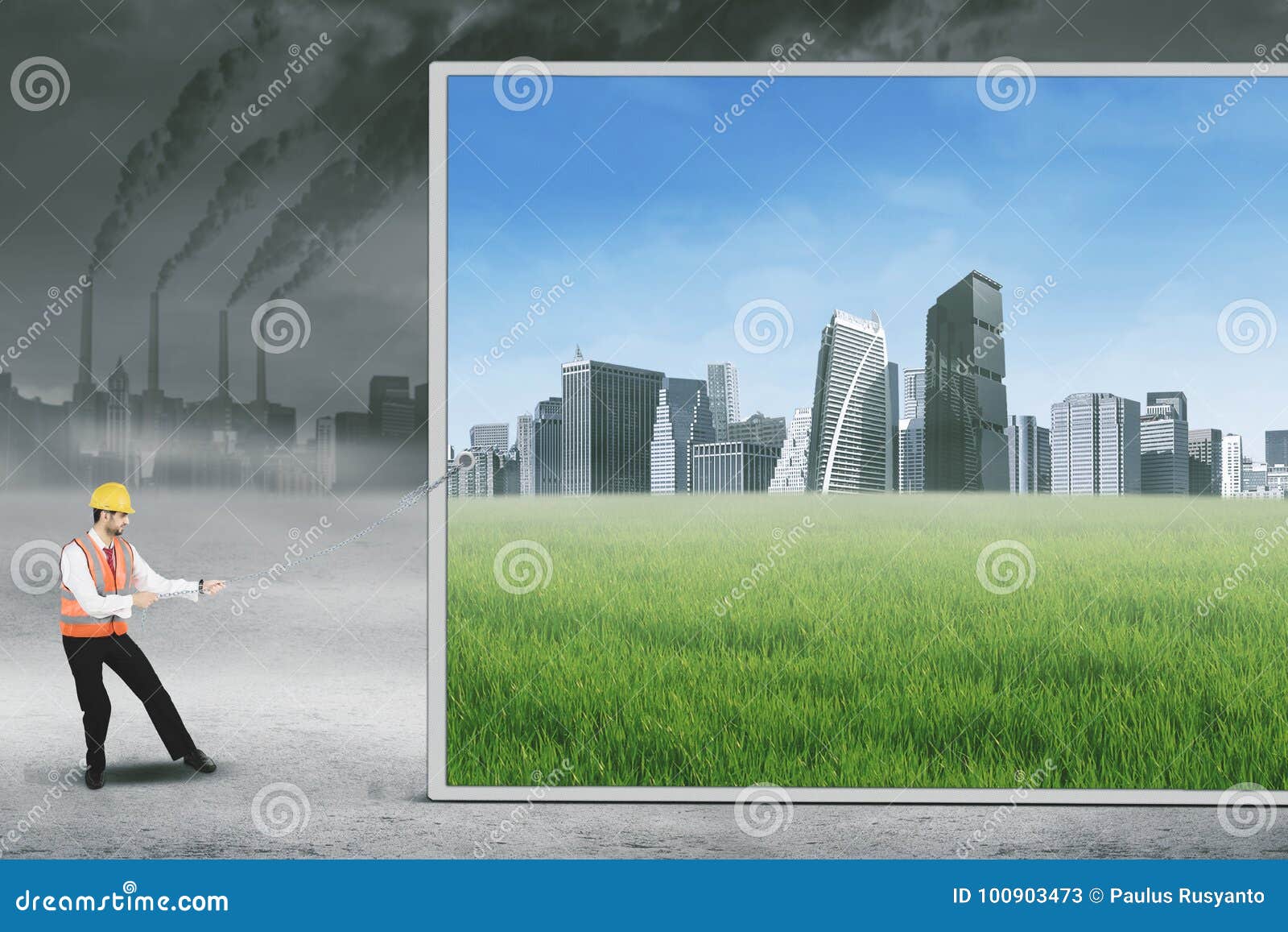 Italian Engineer Tries To Save Environment Stock Illustration ...