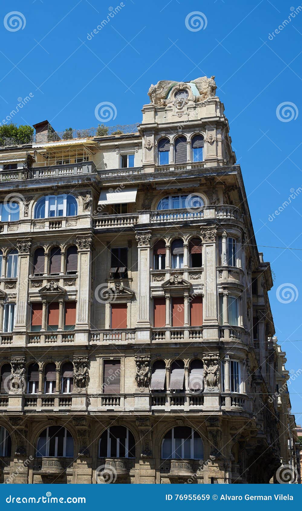 Italian Facade in Genova, Italy. Stock Image - Image of urban, building ...