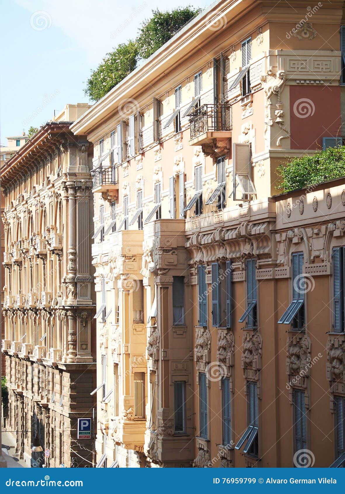 Italian Facade in Genova, Italy. Stock Image - Image of classic, genova ...