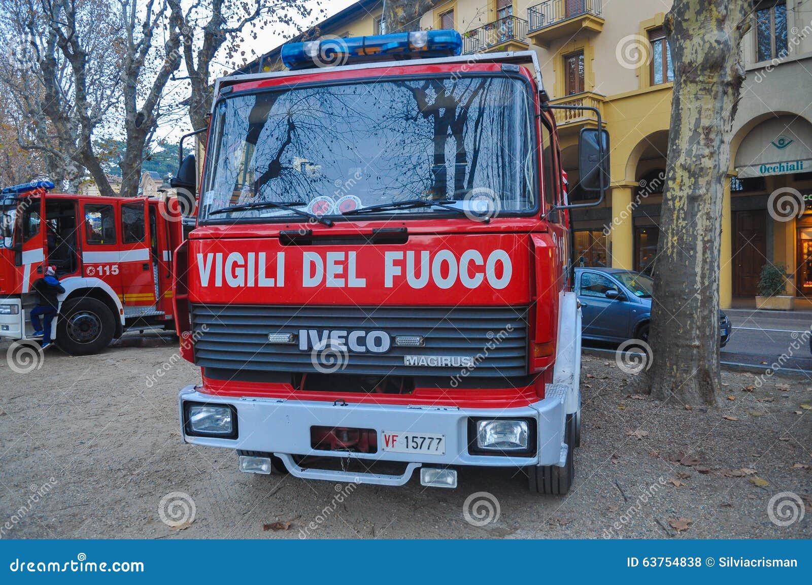 Italian Fire Trucks With Lettering And Blue Sirens Stock Photography ...