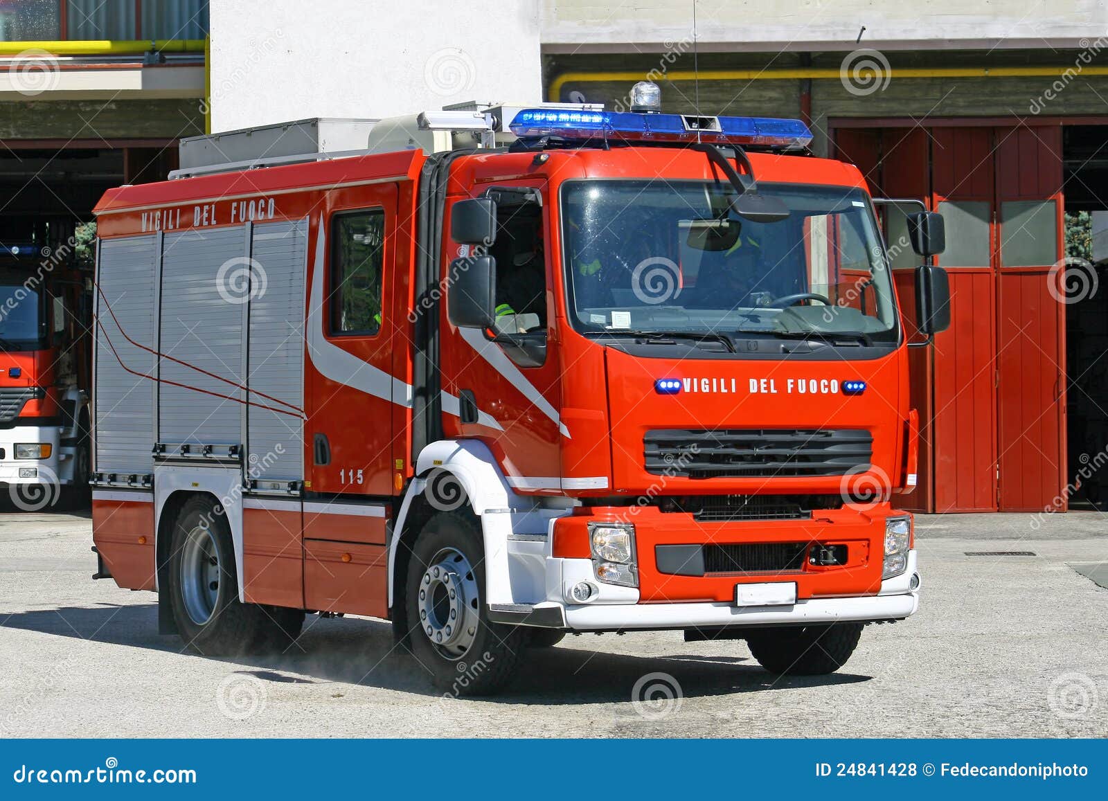 Italian Fire Engine Truck during a Mission Stock Photo - Image of ...