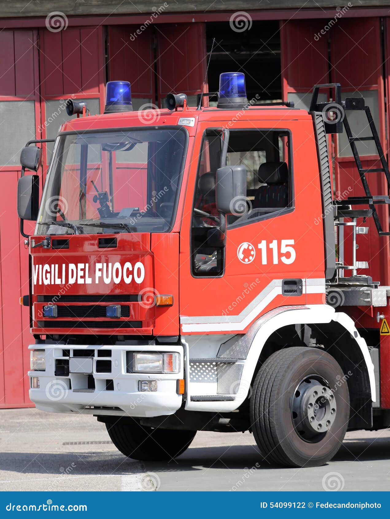 Italian Fire Trucks with Lettering and Blue Sirens Stock Photo - Image ...