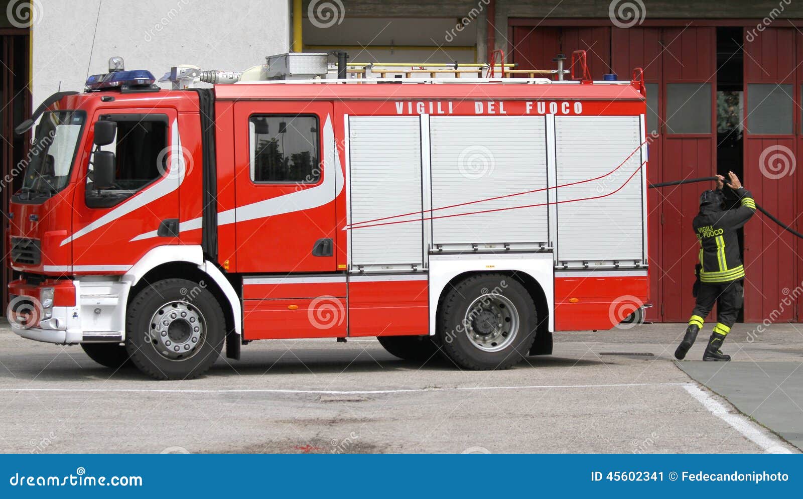 Italian Firefighter during Exercise in Fire Station Stock Image - Image ...
