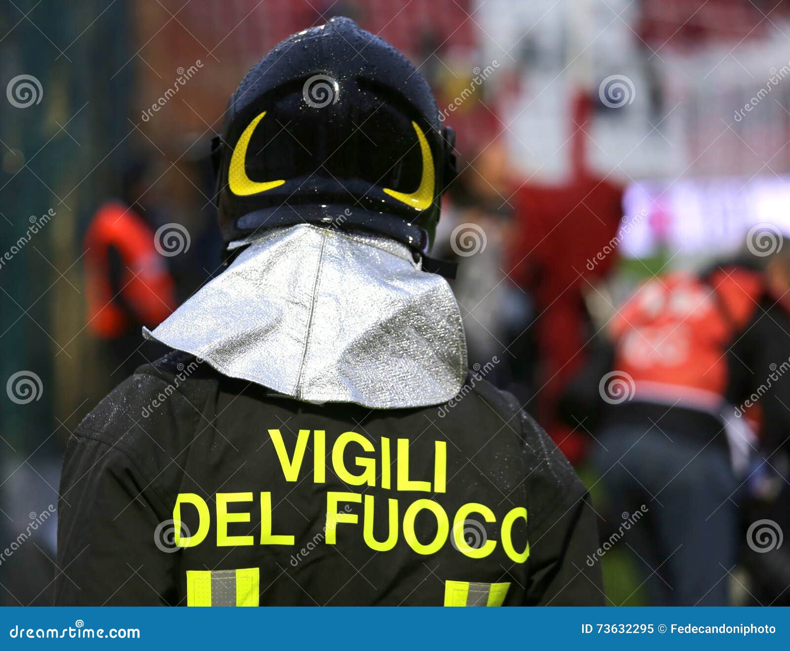 Italian Firefighter with the Written FIREFIGHTERS Stock Image - Image ...