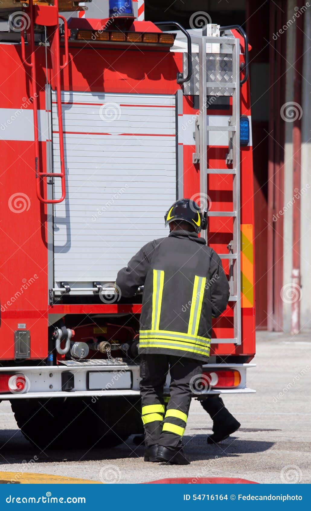 Italian Fireman with Protective Uniform Stock Photo - Image of fighting ...