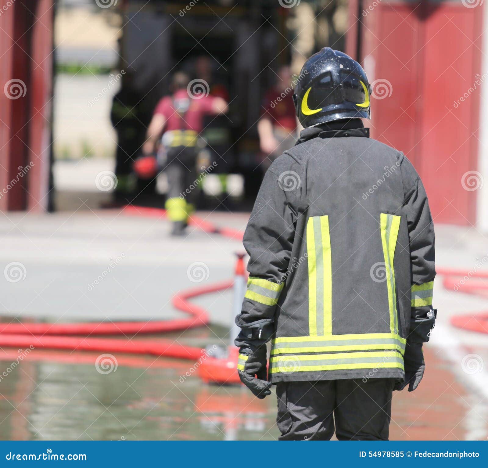 Italian Fireman with Protective Uniform Stock Image - Image of ...